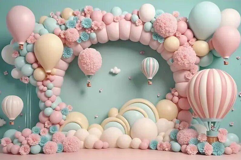 Фон с воздушными шарами на день рождения, фон для фотозоны, замок принцессы для девочек, конфетная страна, вечерние украшения на заказ, реквизит для детской фотографии