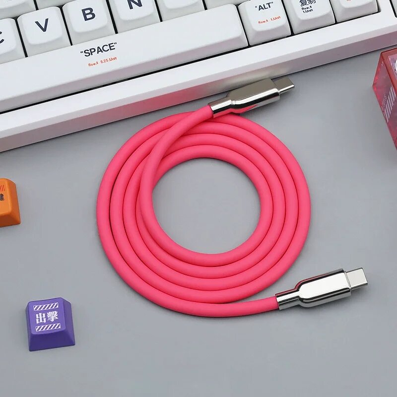 Кабель USB-C Для Быстрой Зарядки 240 Вт, PD3.1, Из Жидкого Силикона, Type-C Для iPhone Розовый, Pink