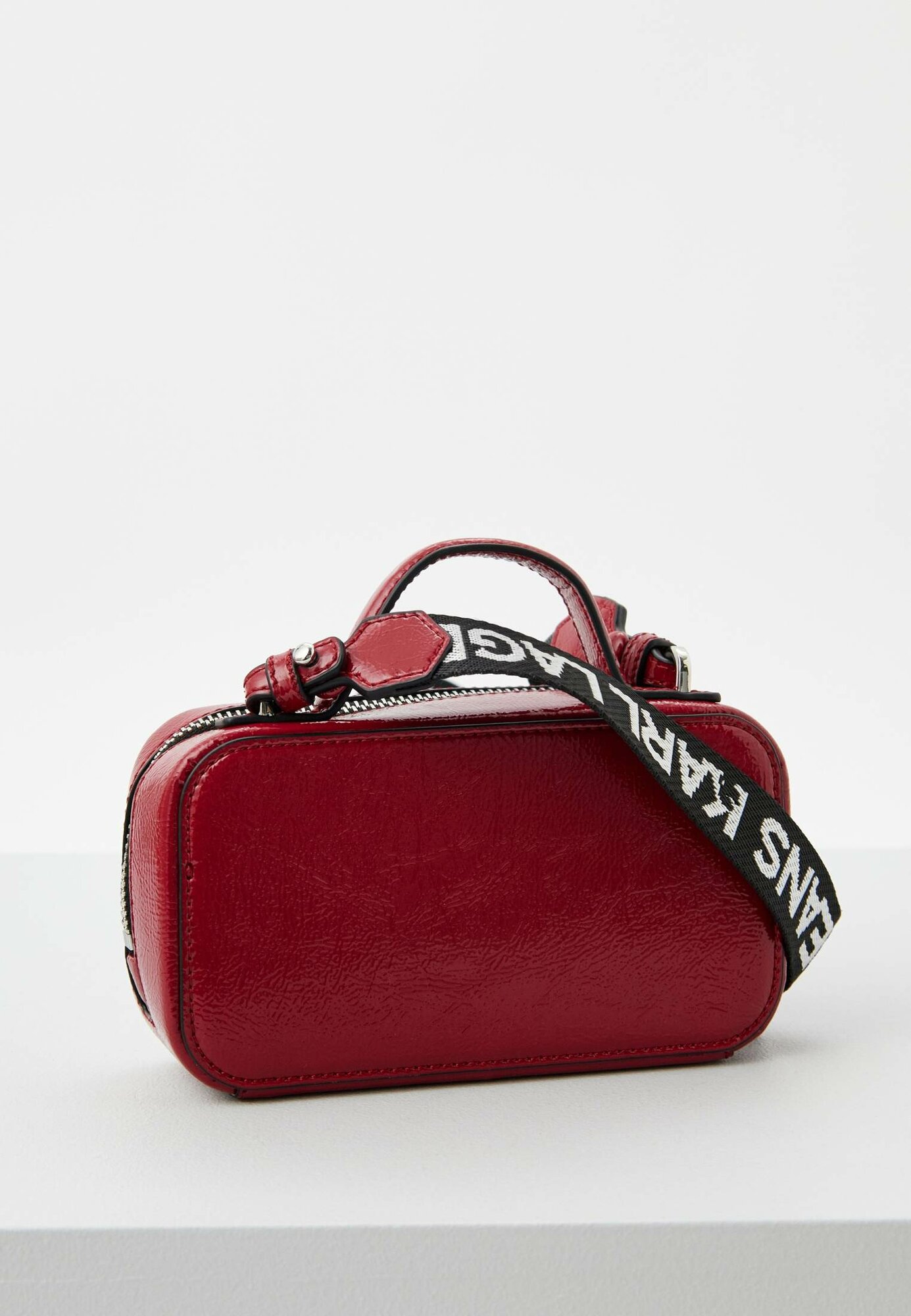 Сумка кросс-боди KARL LAGERFELD JEANS BOX LOGO GLOSSY, фактура лаковая, красный — фото 1