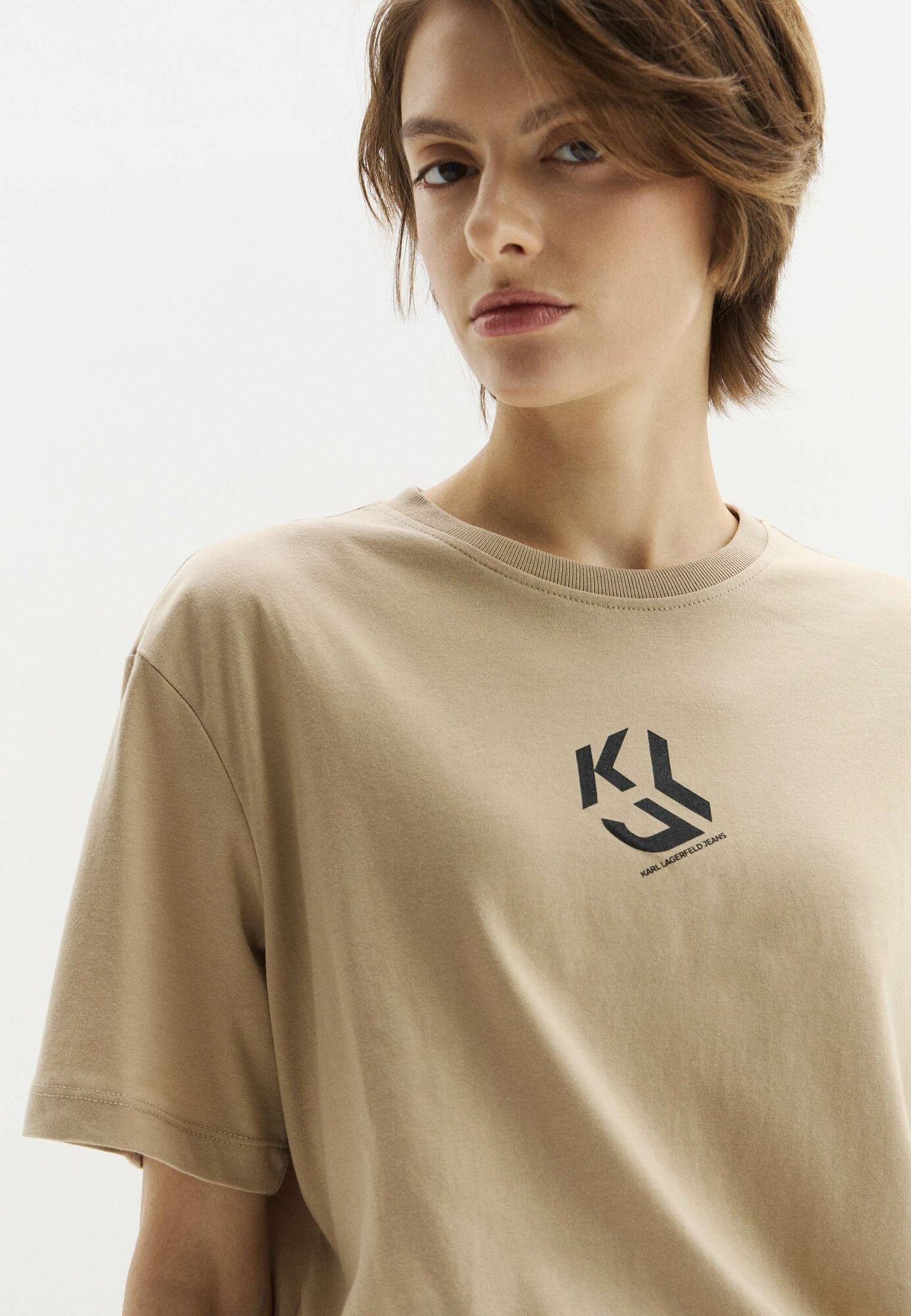 Футболка KARL LAGERFELD JEANS, 1 шт., размер XS, бежевый — фото 1