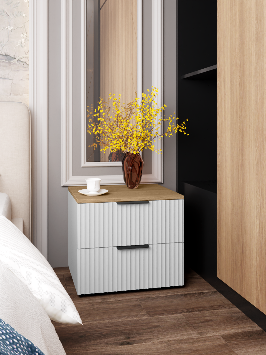 Тумба прикроватная Салерно 2 белый напольная 50 х 42 х 44 см