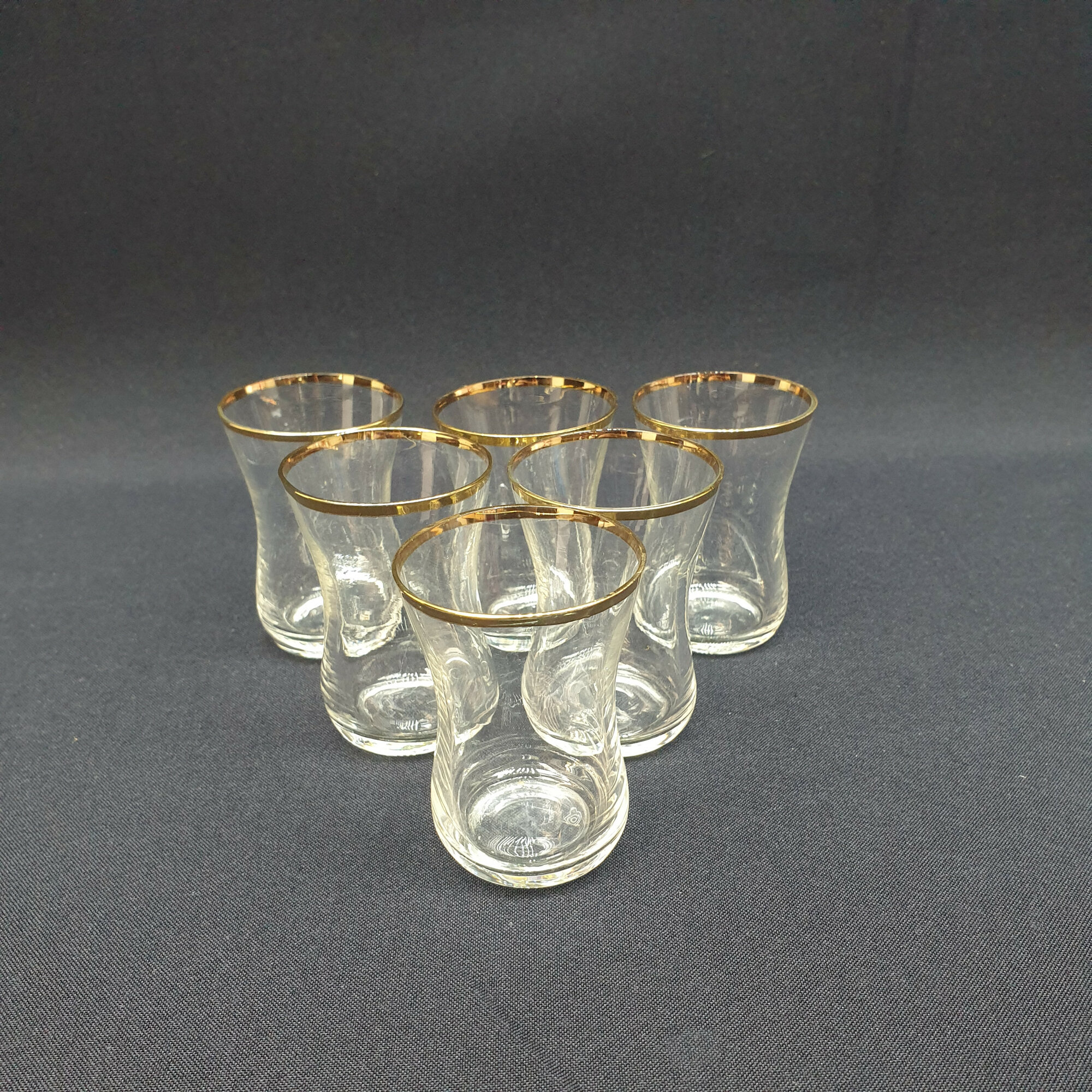 Винтажный набор из 6 стопок, стекло, позолота, 100 мл , СССР.