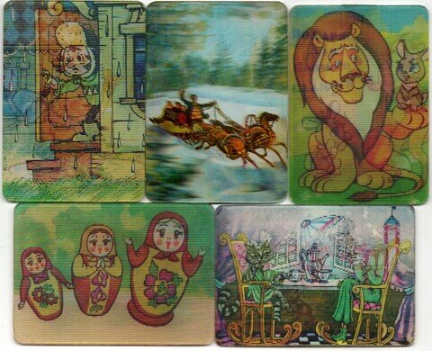 № 114 Набор из 5 переливных (стерео) Календариков . Мультфильмы СССР 1982 год.
