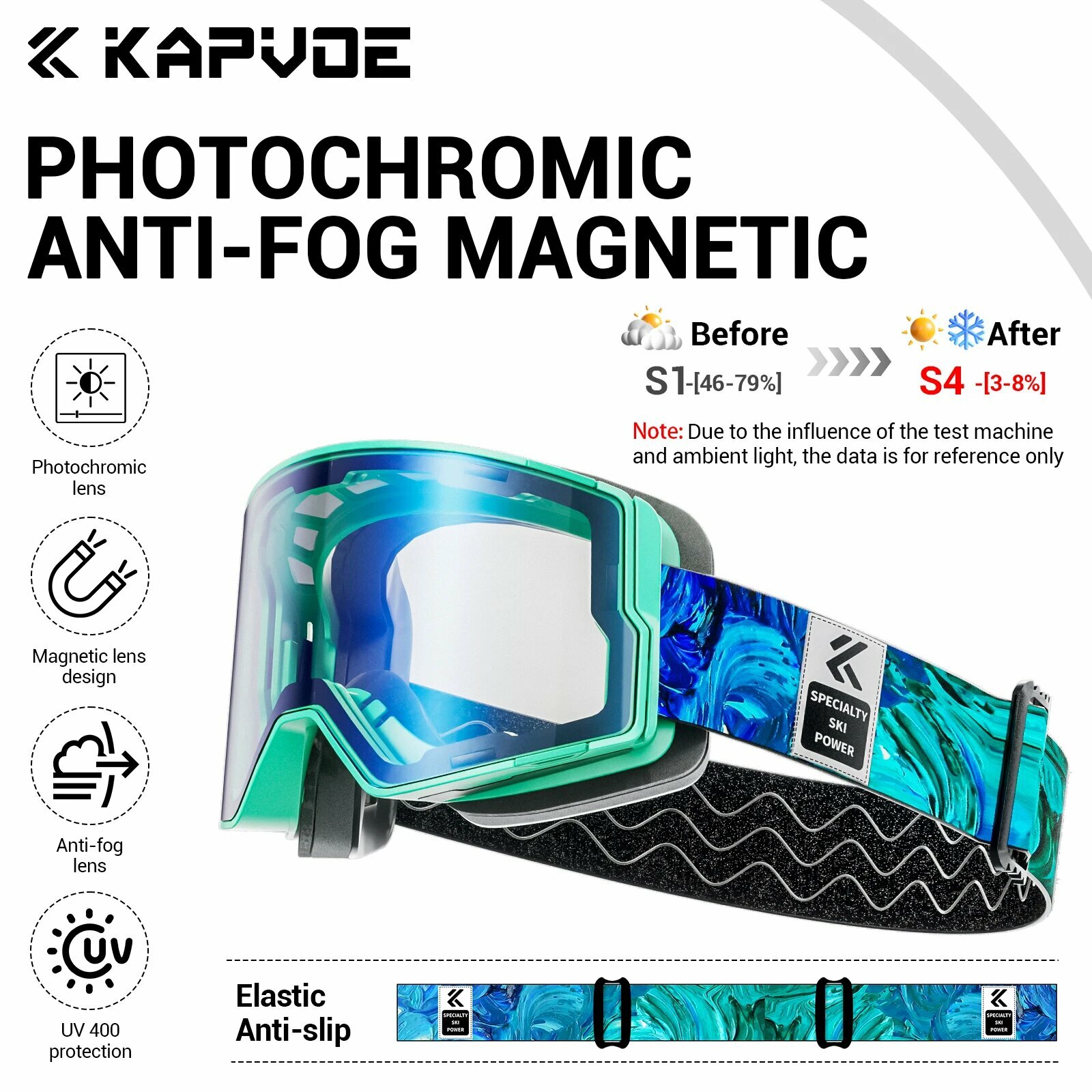KAPVOE лыжные очки фотохромные, Color: Dz-k722-ph-bl-04