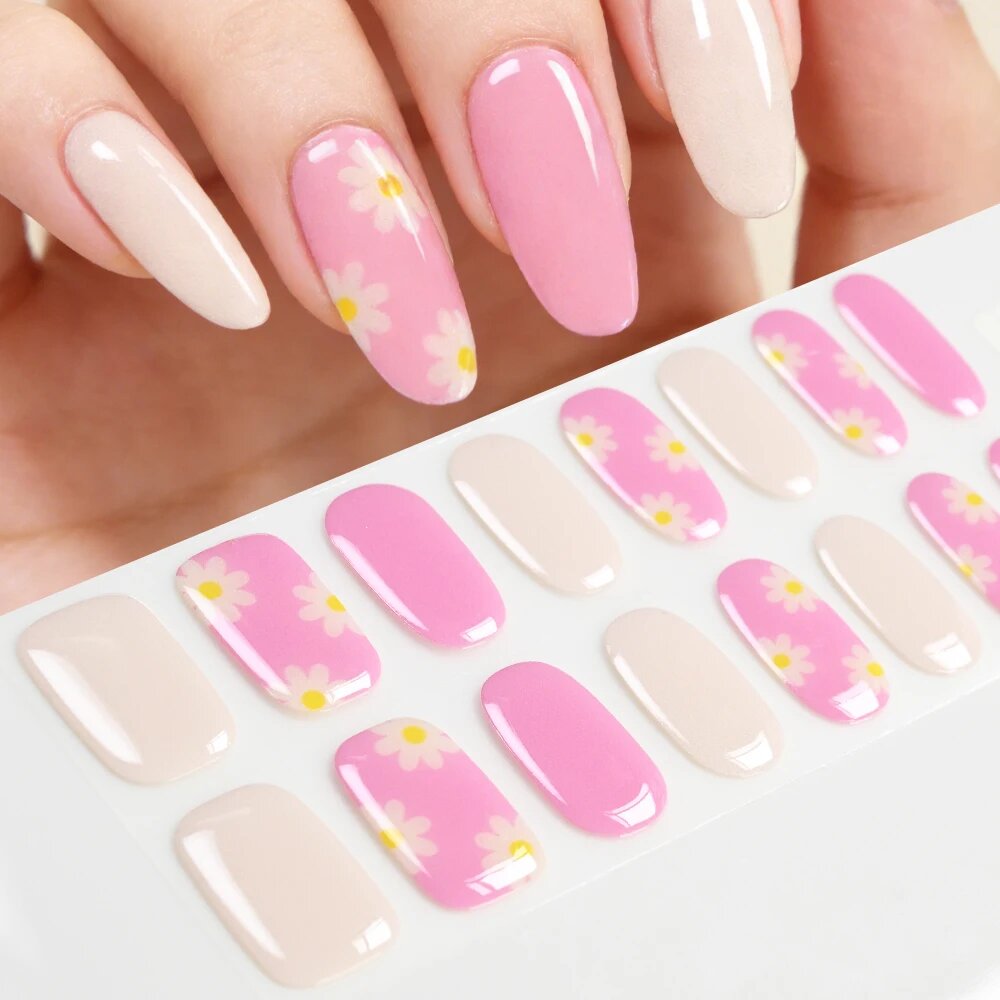 Наклейки на ногти MAFANAILS, пастельные ромашки, цвет 1