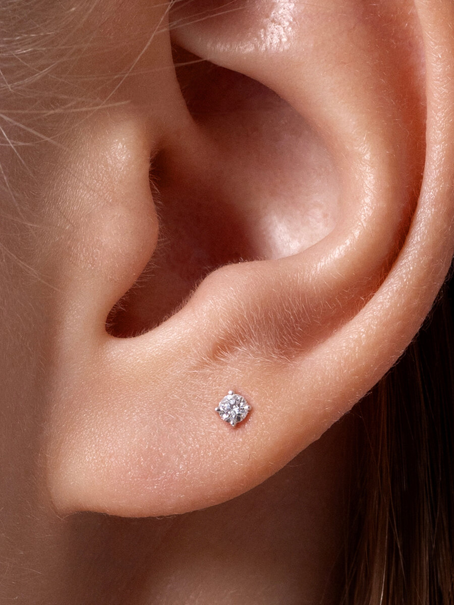 Пирсинг, красное золото, 585 проба, родирование, бриллиант