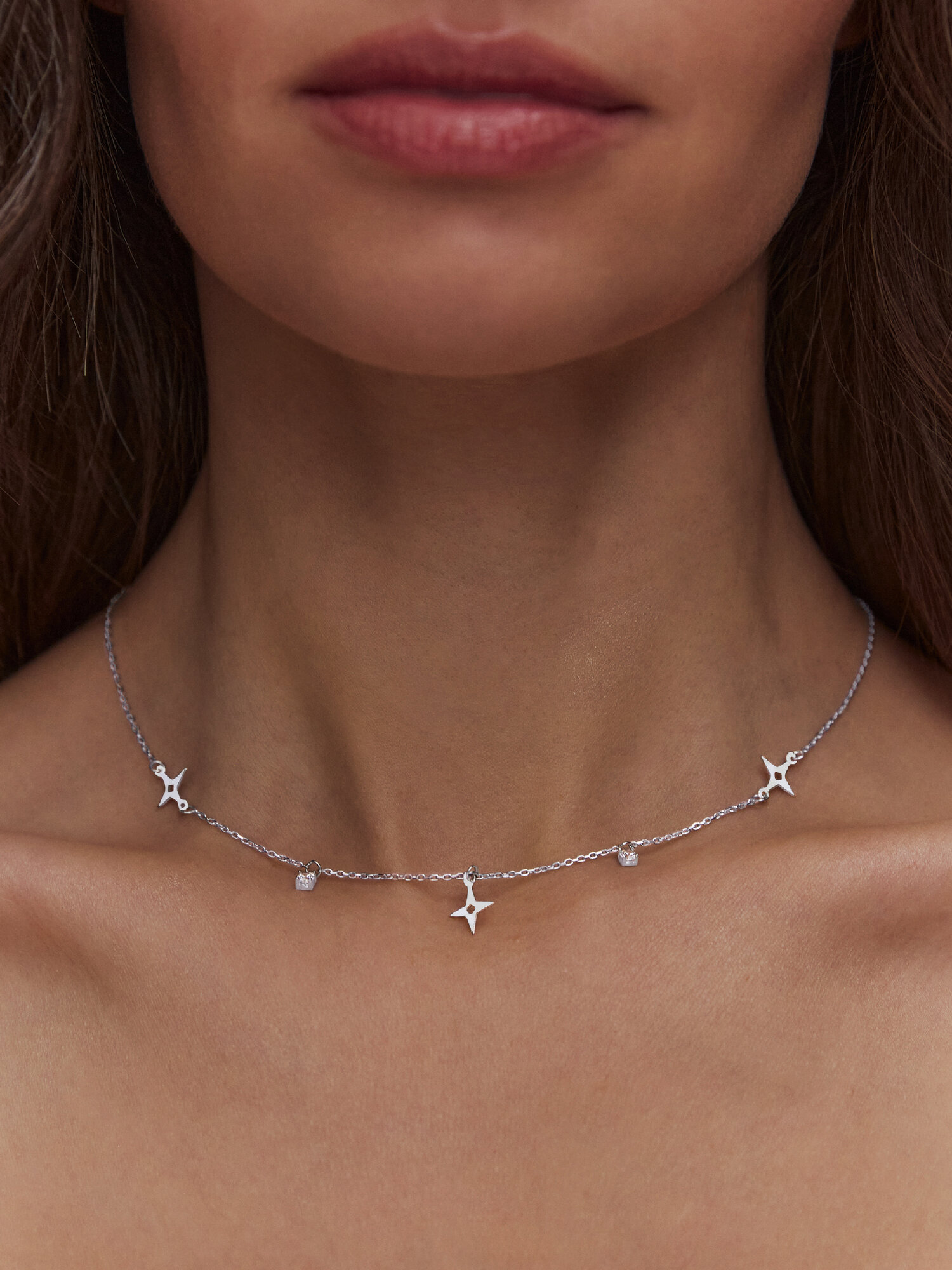 Колье, серебро, 925 проба, родирование, фианит