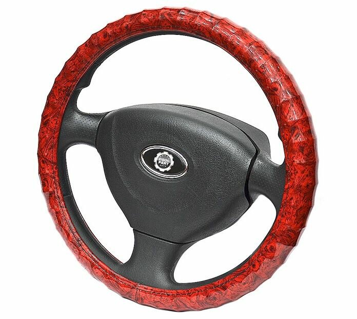 Оплетка на руль для автомобиля Geely Emgrand EC7, MK, Emgrand X7, GC6, CK / Джили МК Кросс и др, в красном цвете, Экокожа
