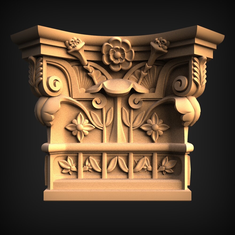 STL-модель для ЧПУ "Капитель - Цветочная фантазия", 3D, для программ с ЧПУ