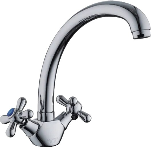Смеситель для кухни Ledeme H18 L4218-2 с поворотным изливом, хром, глянцевый, вентильный, латунный
