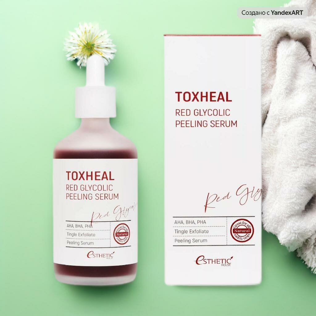 Esthetic House пилинг-сыворотка для лица Toxheal Red Glycolic Peeling Serum гликолевая, 100 мл