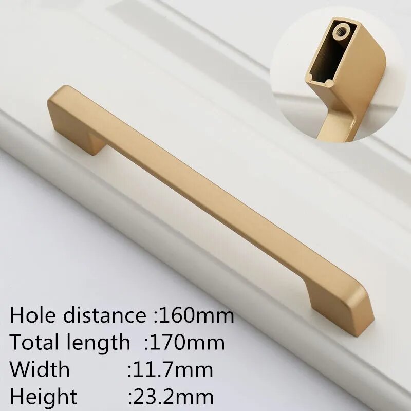 Мебельные ручки золотистые, 160mm, 170mm, 11.7mm, 23.2mm
