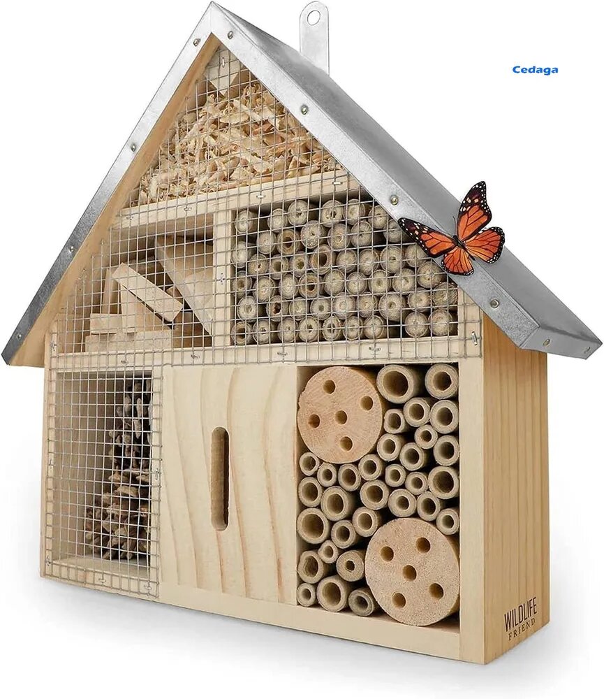 Дом для насекомых 7.5x28см Wildlife Friend деревянный для пчел бабочек насекомых белый