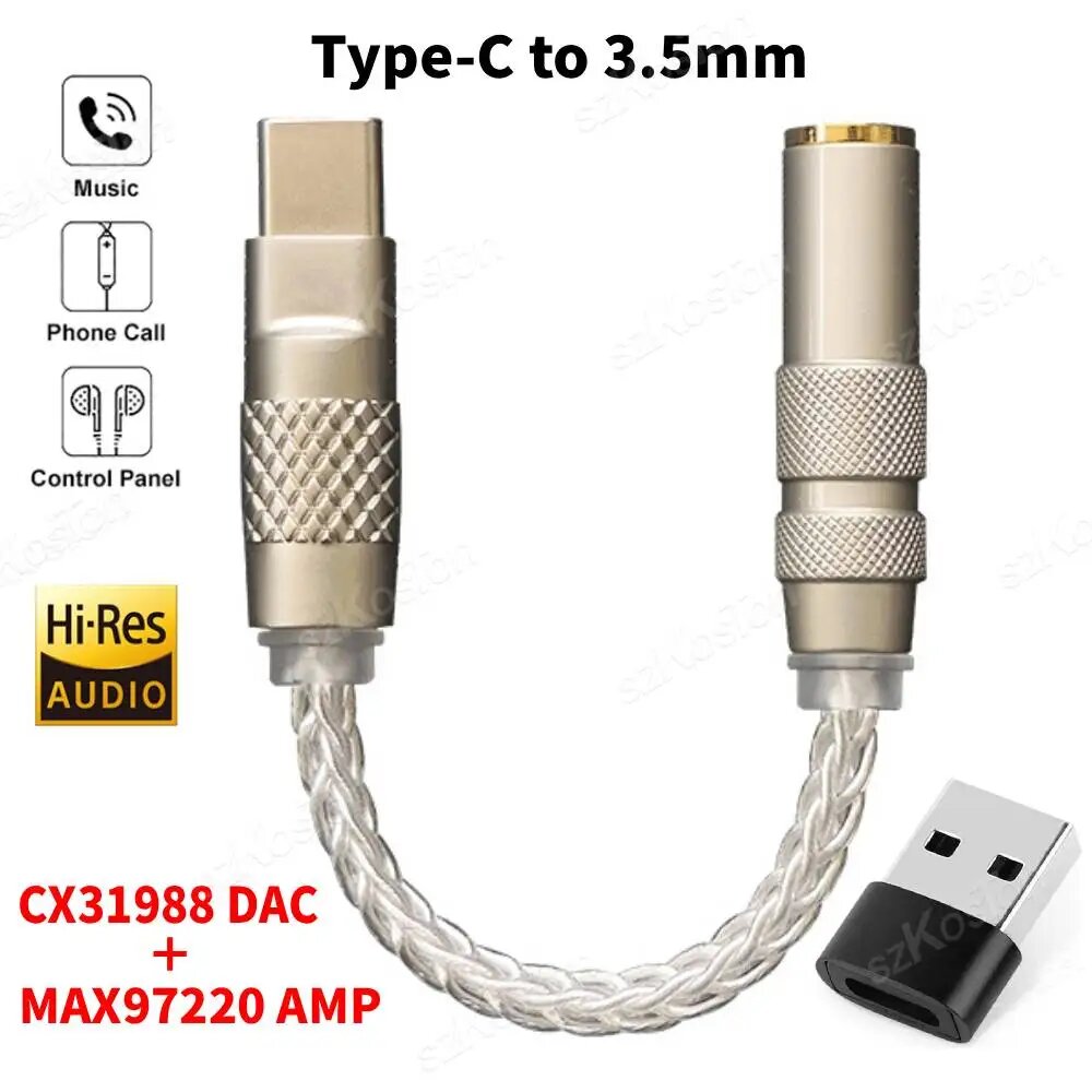 Аудиоадаптер SZKOSTON CX31988 MAX97220 для наушников