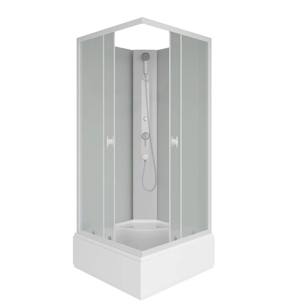 Душевая кабина Niagara Promo P90/26Q/MT/BK стеклянная, 90x90, открытая (без крыши), квадратная, с матовым стеклом, без гидромассажа средний поддон с белым профилем