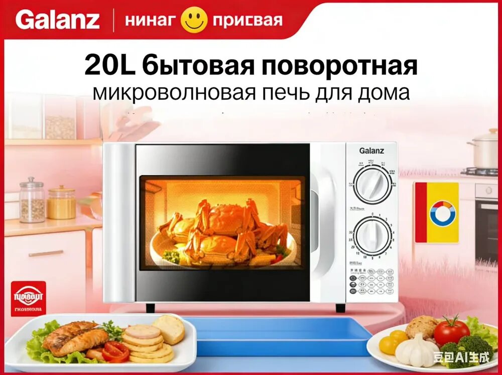 Микроволновая печь Galanz P70D20TL-D4, 20л, стекло, роликовое кольцо