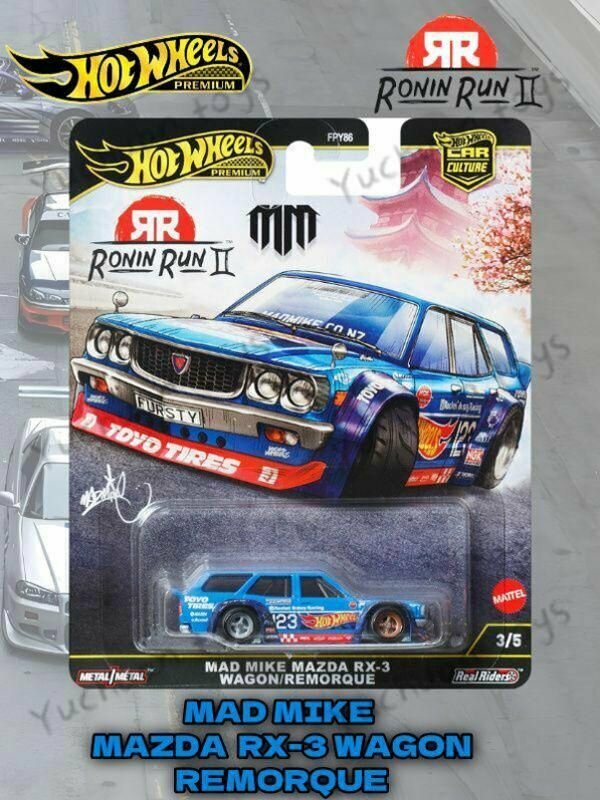 Набор Hot Wheels Premium RONIN RUN 2 : 1 коллекционных авто MAD MIKE MAZDA RX-3 WAGON/REMORQUE (лимитированная серия)
