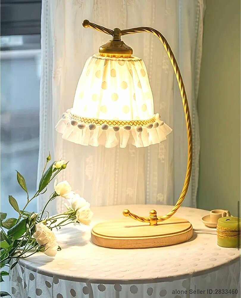 Название товара: Настольная лампа с ажурным абажуром в стиле прованс, 3 уровня яркости, для девочек и девушек