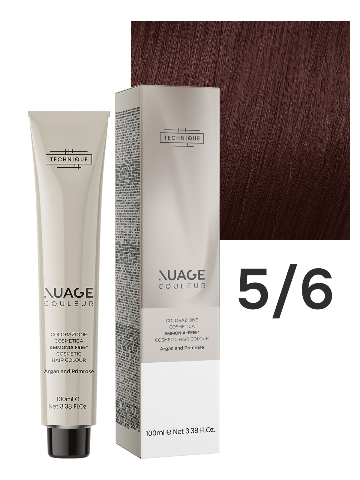 Безаммиачная крем-краска для волос Technique Nuage Ammonia Free Hair Color Cream 5.6 Светлый каштановый Красный, 100 мл