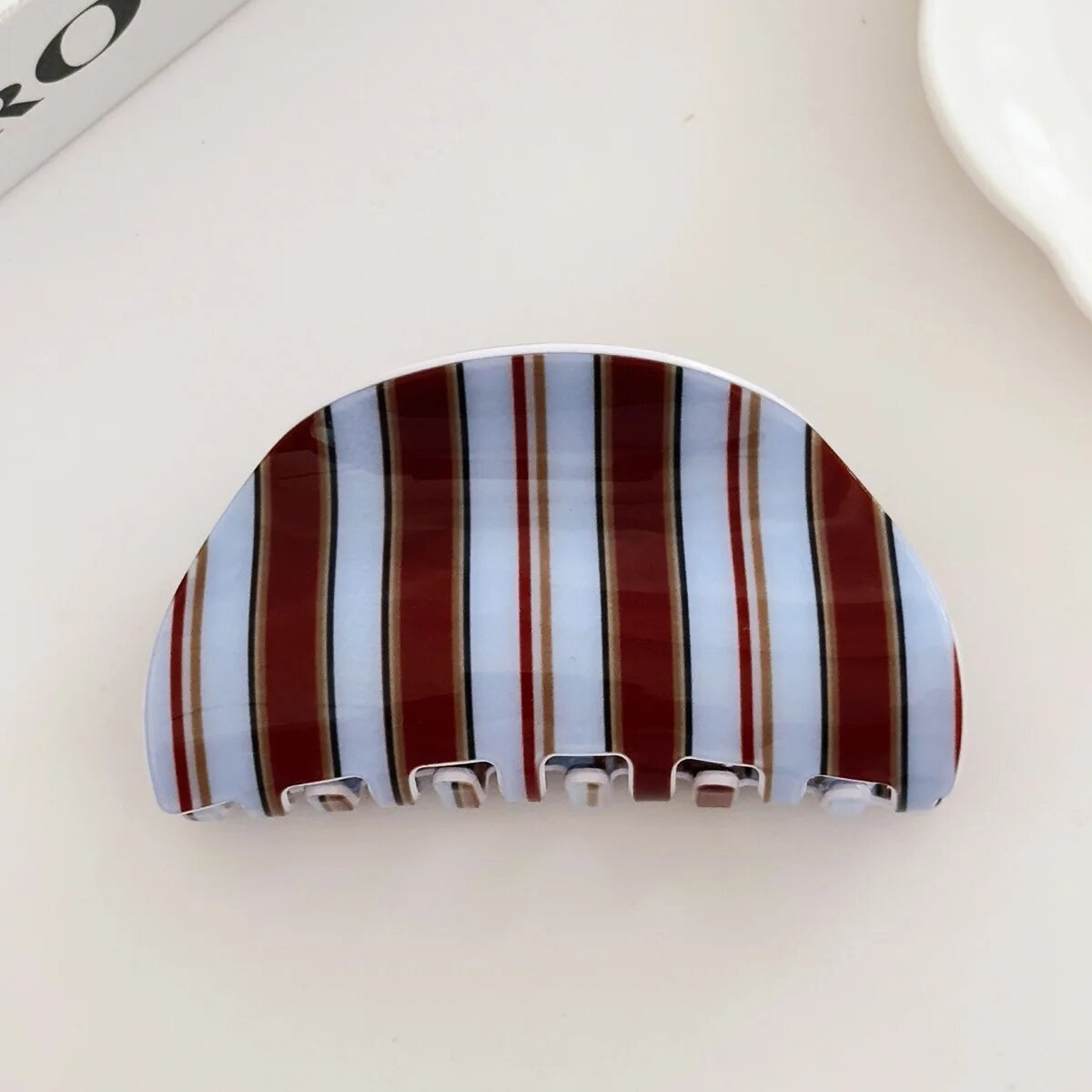 Заколка для волос краб в полоску, синяя Van Daisy, Metal color: 1