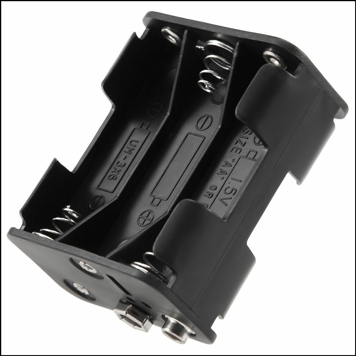 Чехол-держатель для батареек AA с двойной пружиной 6 x 1,5 В, черный