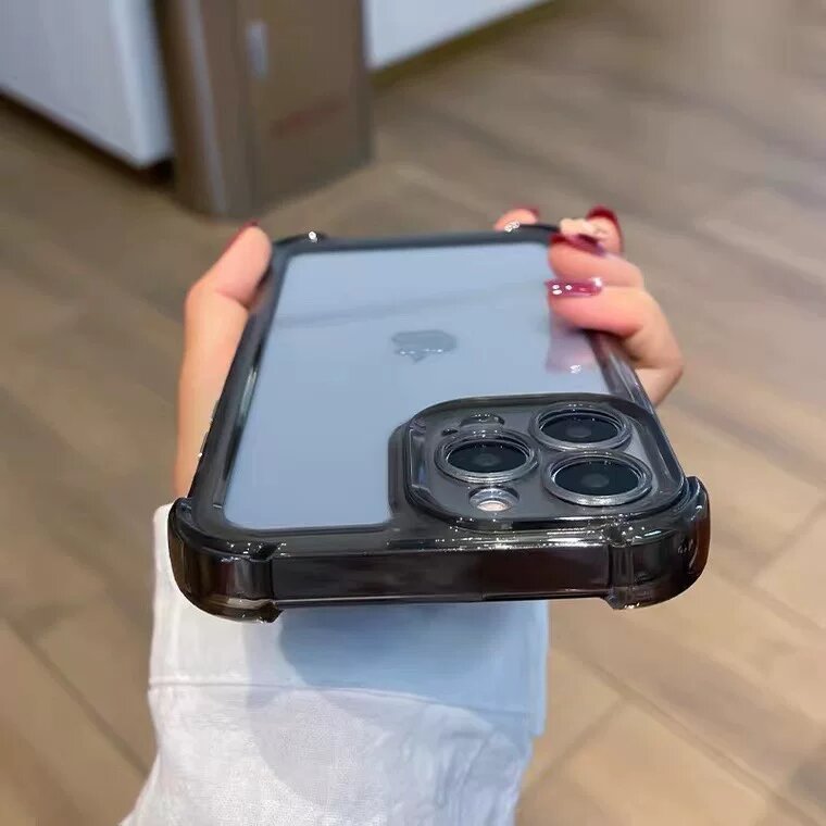 Чехол для iPhone 8 с защитой от ударов, воздушными подушками в углах, импортный акрил, прозрачно-черный