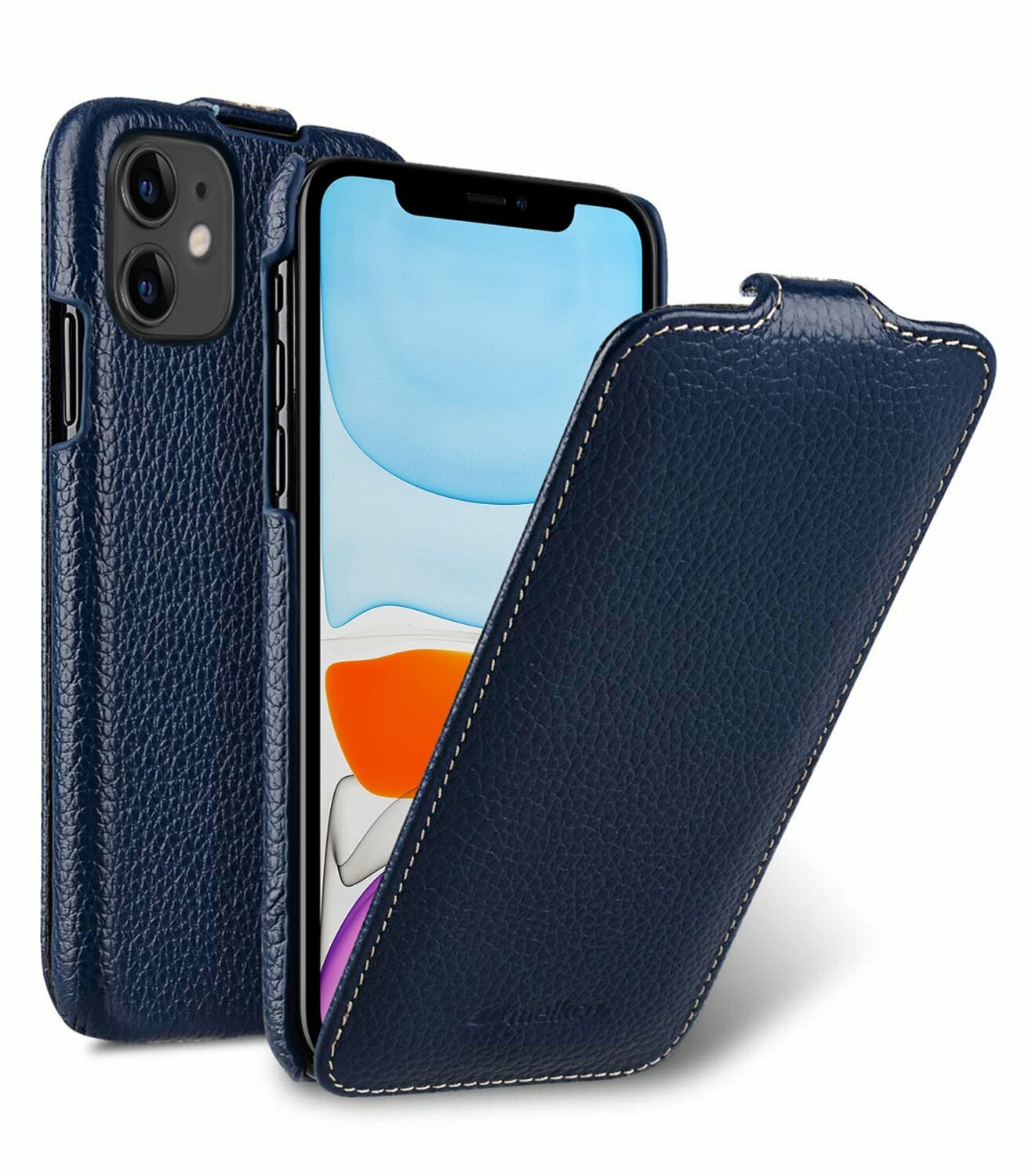 Кожаный чехол флип Melkco для Apple iPhone 11 - Jacka Type, темно-синий