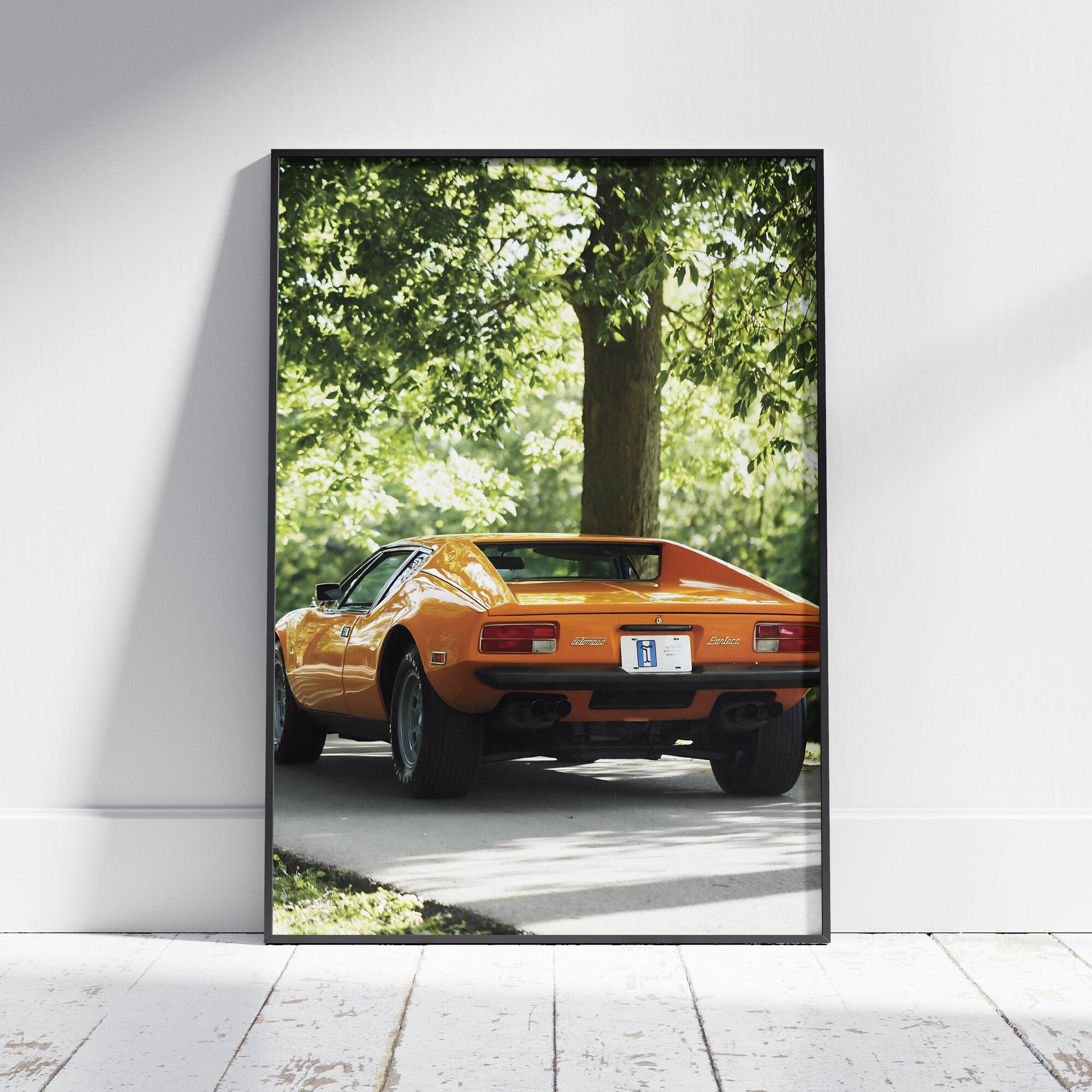 Плакат на стену для интерьера Культовые машины (De Tomaso Pantera 4) - Постер по легендарным и классическим ретро автомобилям формата А4 (21x30 см)