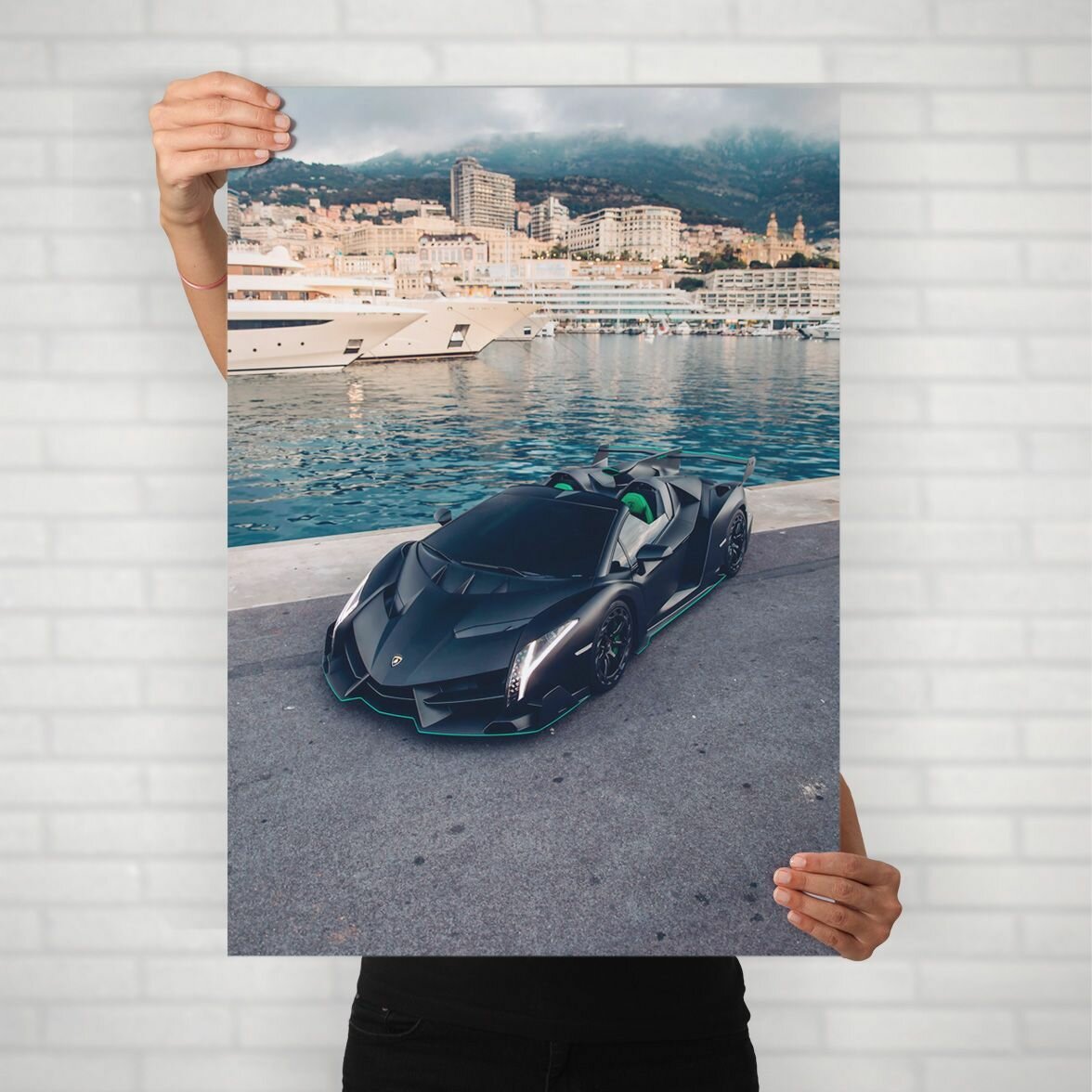 Плакат на стену для интерьера Спорткар (Lamborghini Veneno Roadster 5) - Постер по спортивным гоночным машинам автомобилям формата А1 (60x84 см)