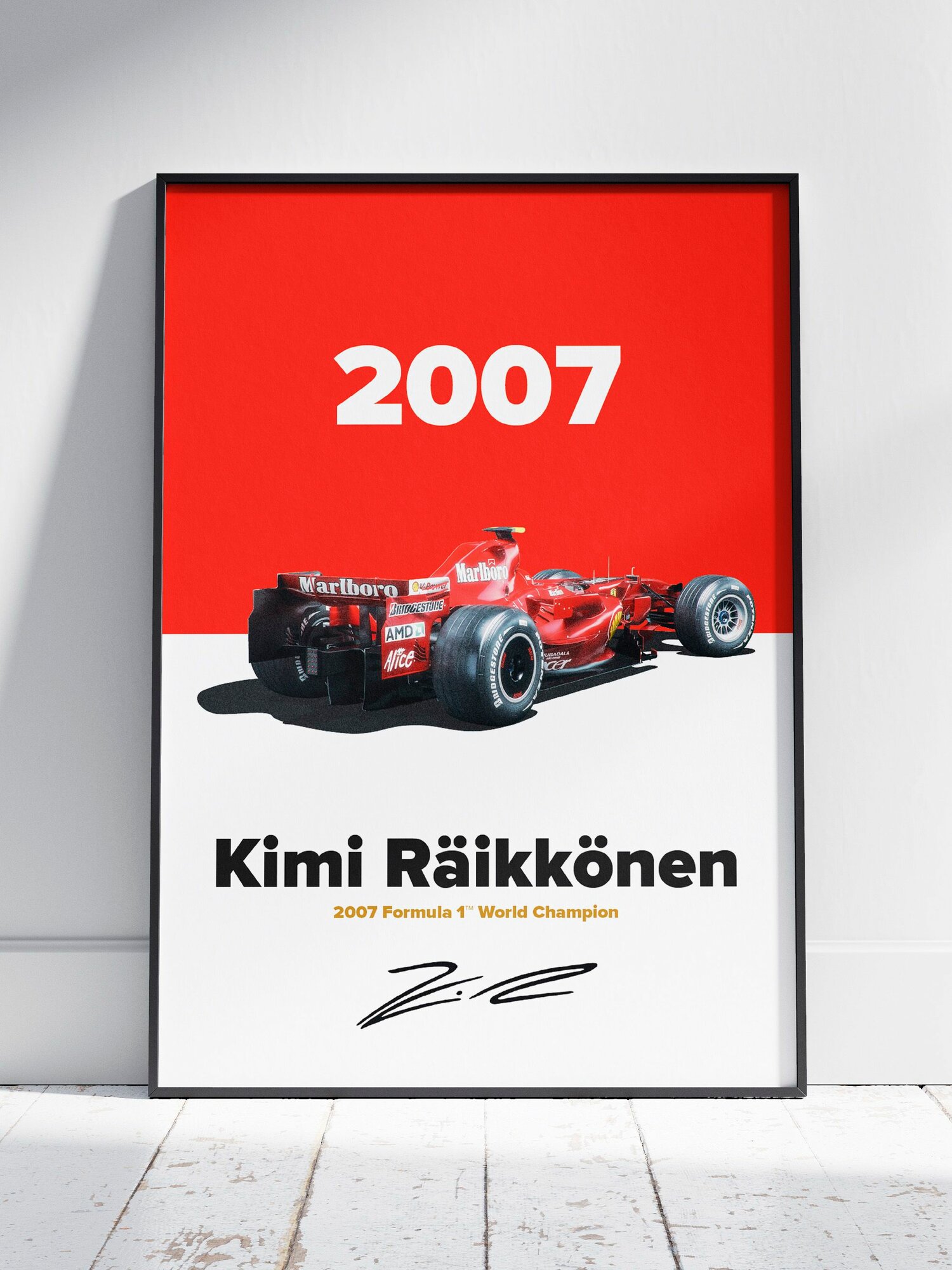 Плакат на стену для интерьера Пилоты Формулы 1 (Кими Райкконен - Kimi Raikkonen 2) - Постер по спорту и физической активности формата A3 (30x42 см)