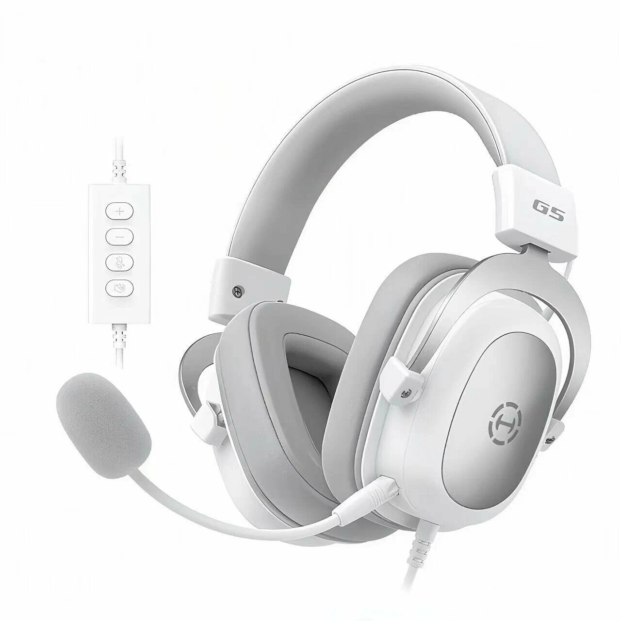 Наушники HECATE Edifier G5, игровые накладные, с микрофоном, USB, 7.1, для ПК, белые