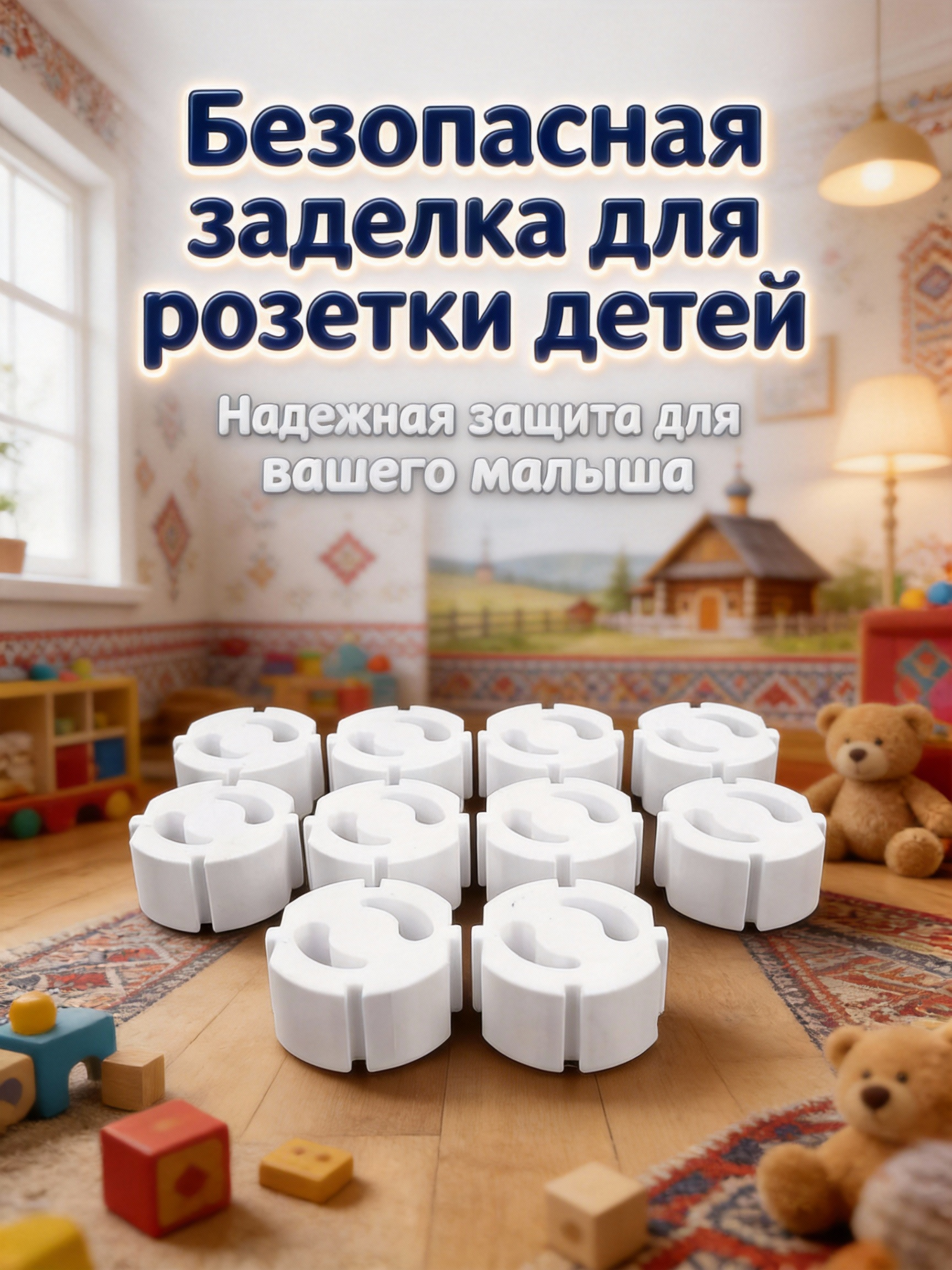 Заглушка на розетку с внутренним поворотным механизмом, безопасная защита детей и от пыли и влаги для европейских и российских стандартов, белый PET-G