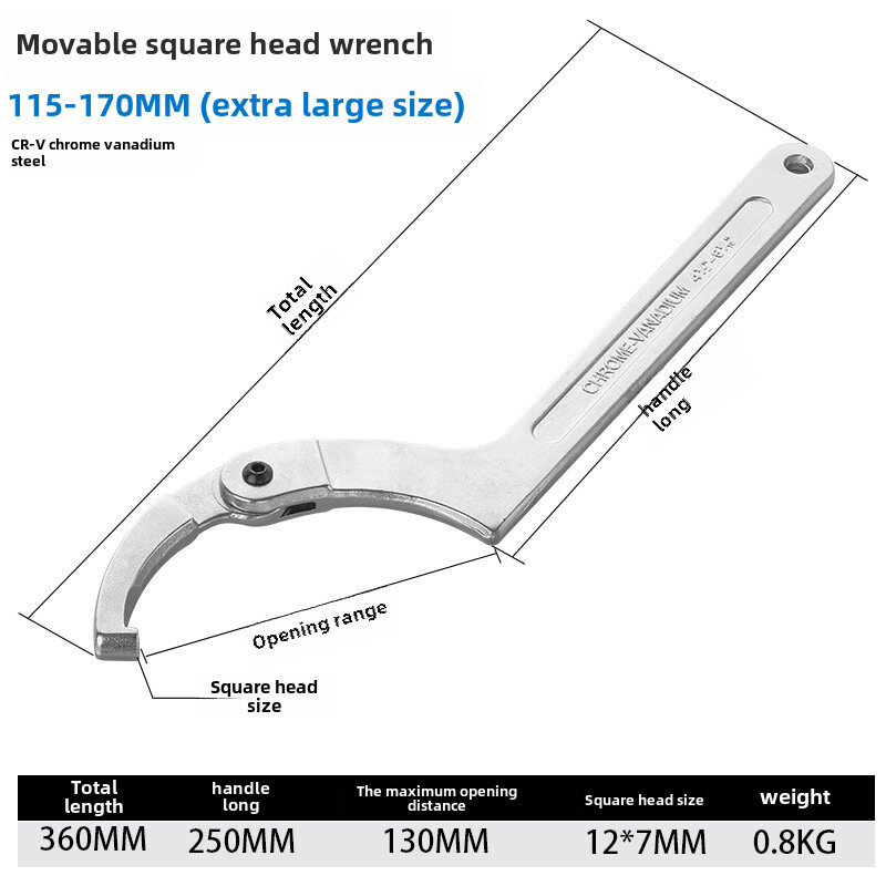 Гаечный Ключ: Универсальная Головка 115-170 мм Гибкий Дизайн - Крюк Для Масляного Бака Прочный Многофункциональный Инструмент For Автомобиль Сантехника