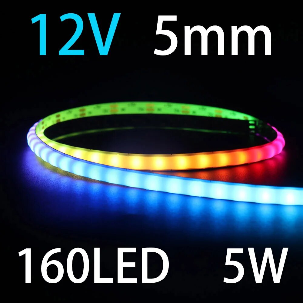 RGB светодиодная лента 5м, 12V, 160LED, 5mm