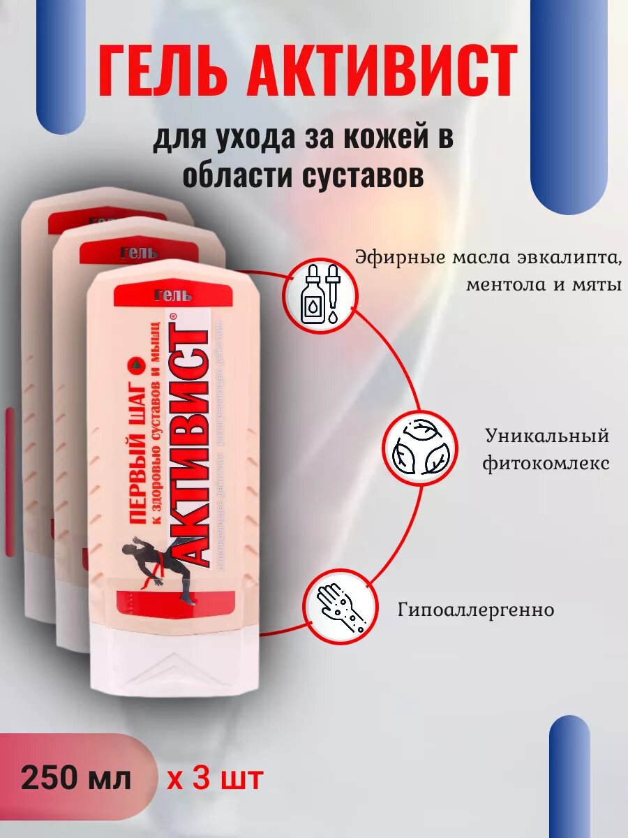 Гель для суставов и мышц охлаждающий 250 мл, 3 шт.