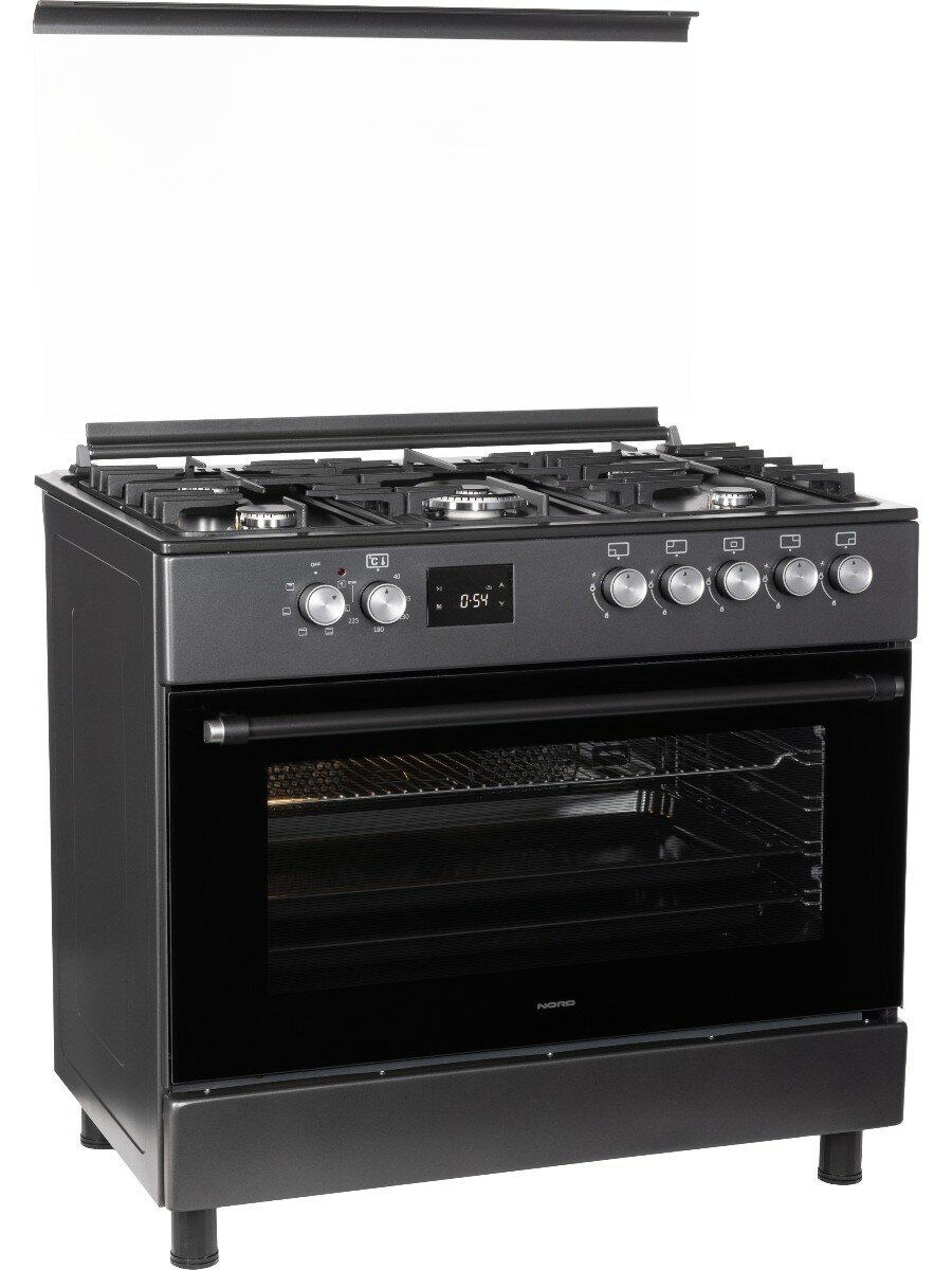 Газовая плита NORD GE 9065 Gd с электрической духовкой и грилем электрическим, конвекцией, 5 конфорок, электроподжиг
