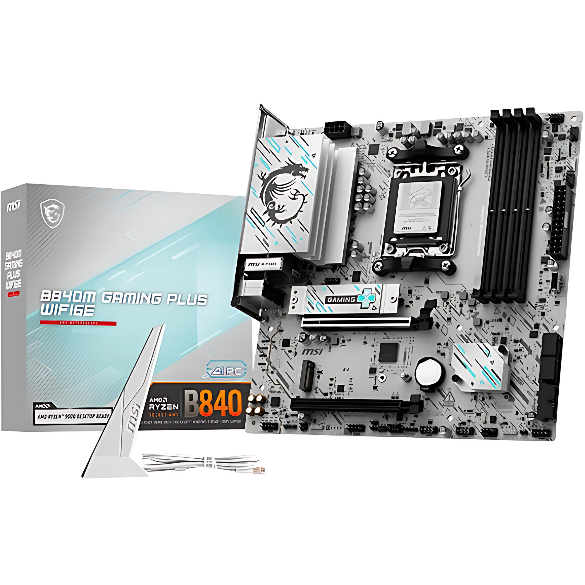 Материнская плата MSI B840M GAMING PLUS WIFI6E (AM5/AMD B840/4xDDR5/2xPCI-Ex16/2xM.2/SB/Wi-Fi/BT/GLAN/HDMI/mATX)