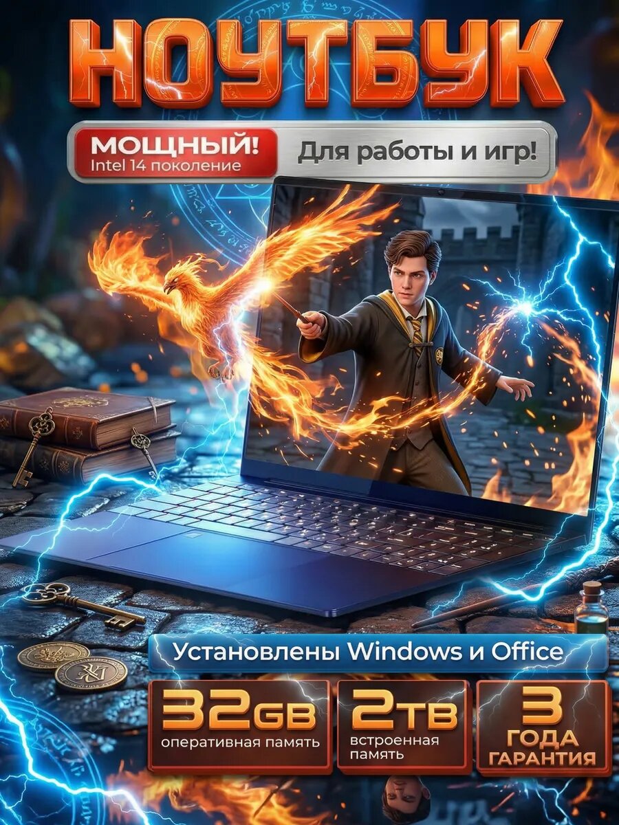 Ноутбук Intel Core i7-14700HX, 32GB RAM, 2048GB SSD, 2026 + Windows, Office