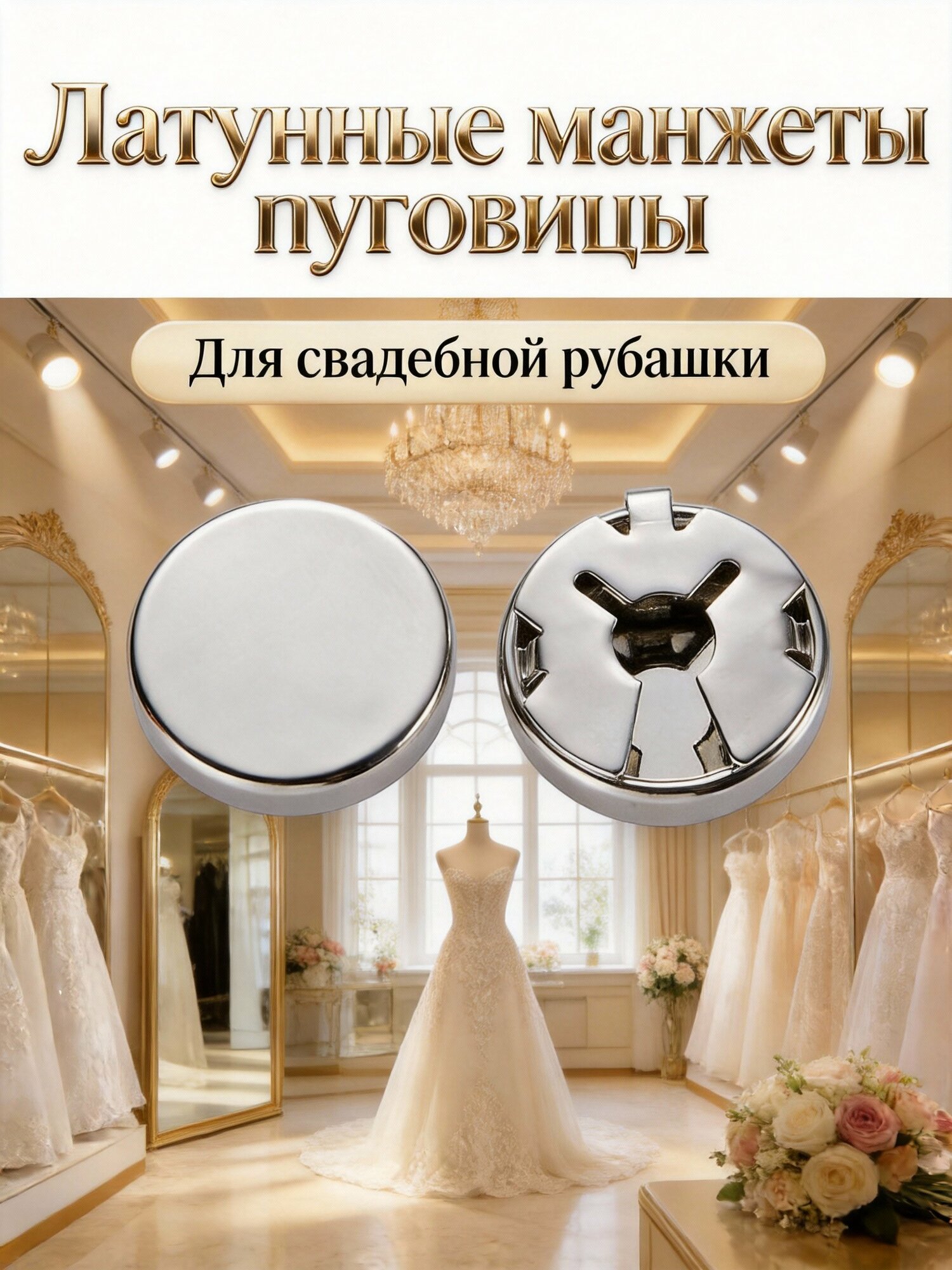 Латунные накладки на манжеты для свадебной рубашки, чехлы для пуговиц 17 мм набор 1 пара подходит для пуговиц до 11 мм