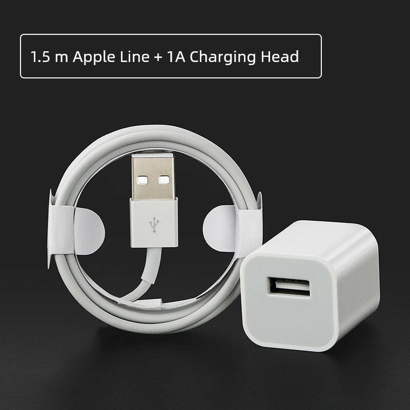 Адаптер питания 5Вт 1А с кабелем Apple USB 1.5 метра - 30 минут для 25% зарядки