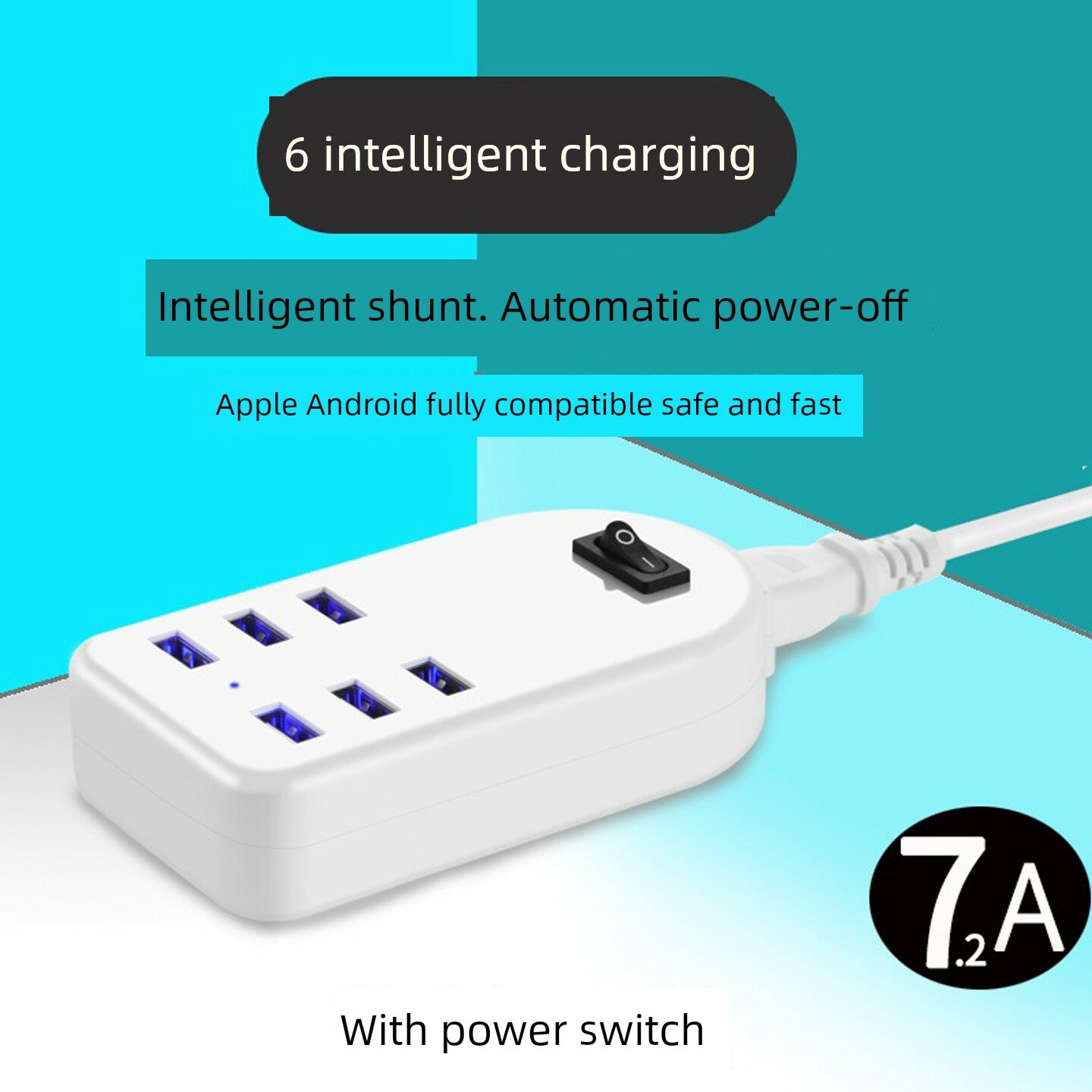 6-портовое USB-зарядное устройство с общей мощностью 36 Вт, быстрая зарядка для нескольких устройств - универсальный