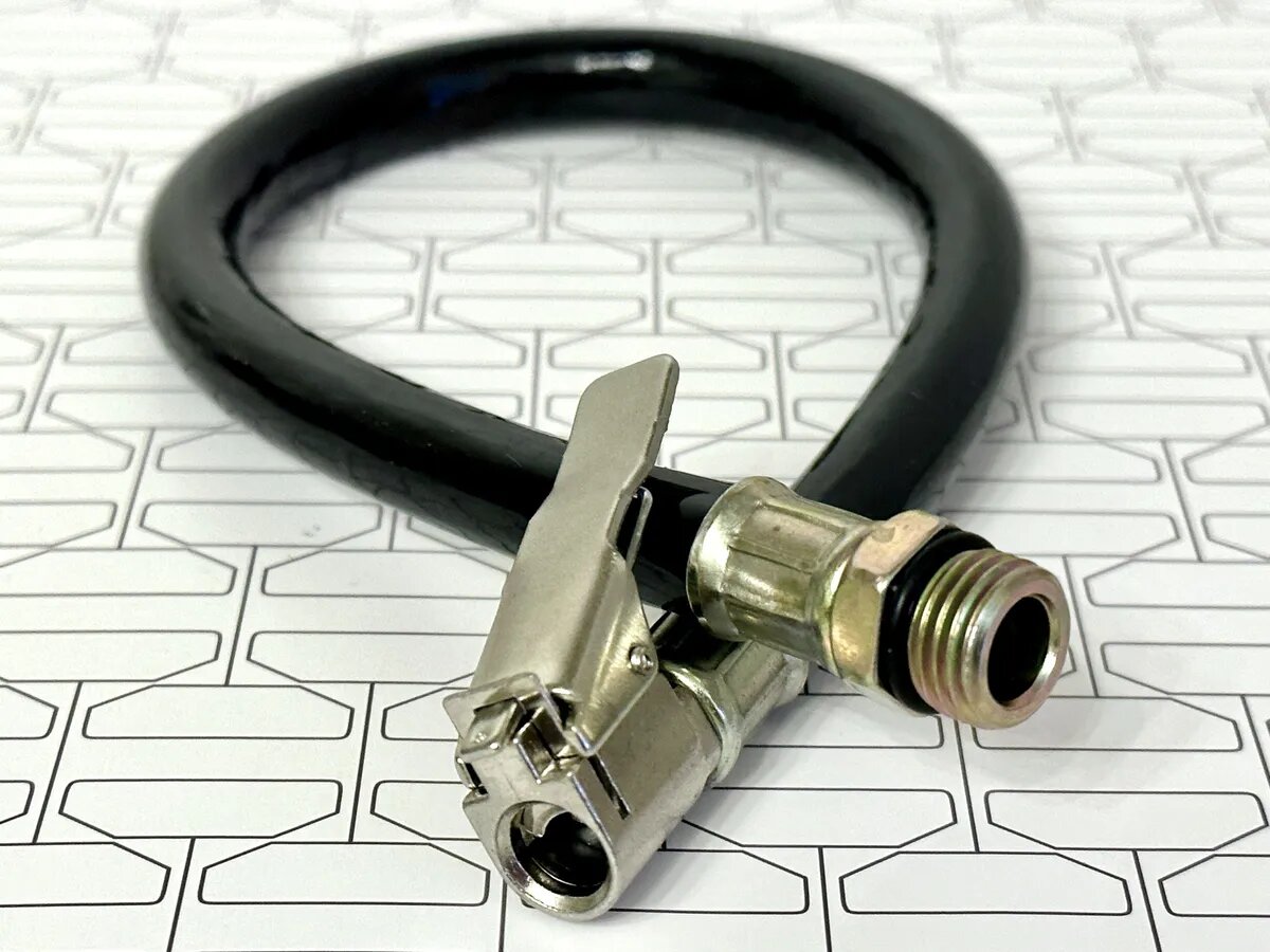 Удлинитель шланга для подкачки шин 1/4" с клипсой? быстросъёмом для авто, велосипеда, коляски и садовой тележки, 37 см