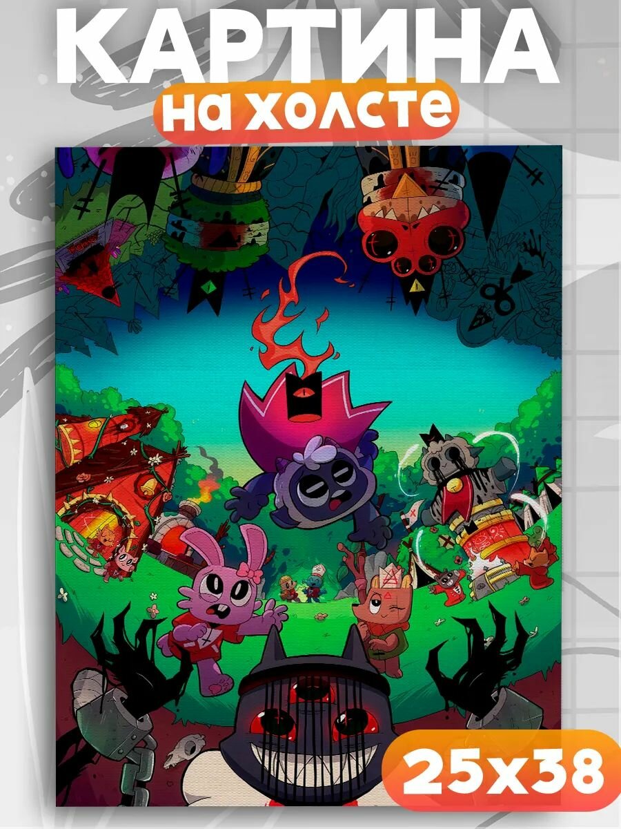 Картина на стену Cult of the Lamb, на подрамнике, 1шт, 38х25 размер.