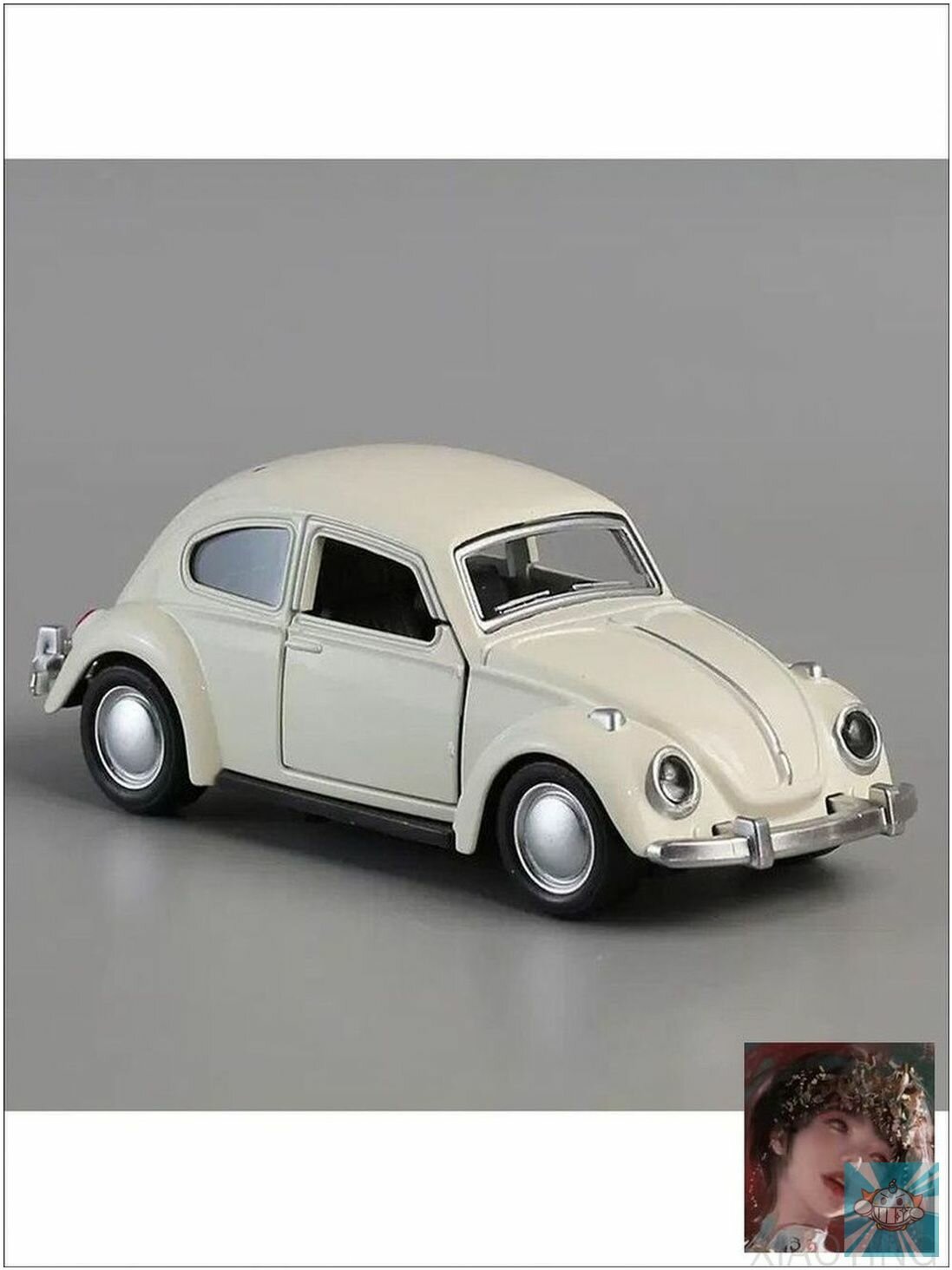 Ретро игрушка Volkswagen Beetle желтый цвет Детская металлическая модель машины с открывающимися дверями и инерционным механизмом