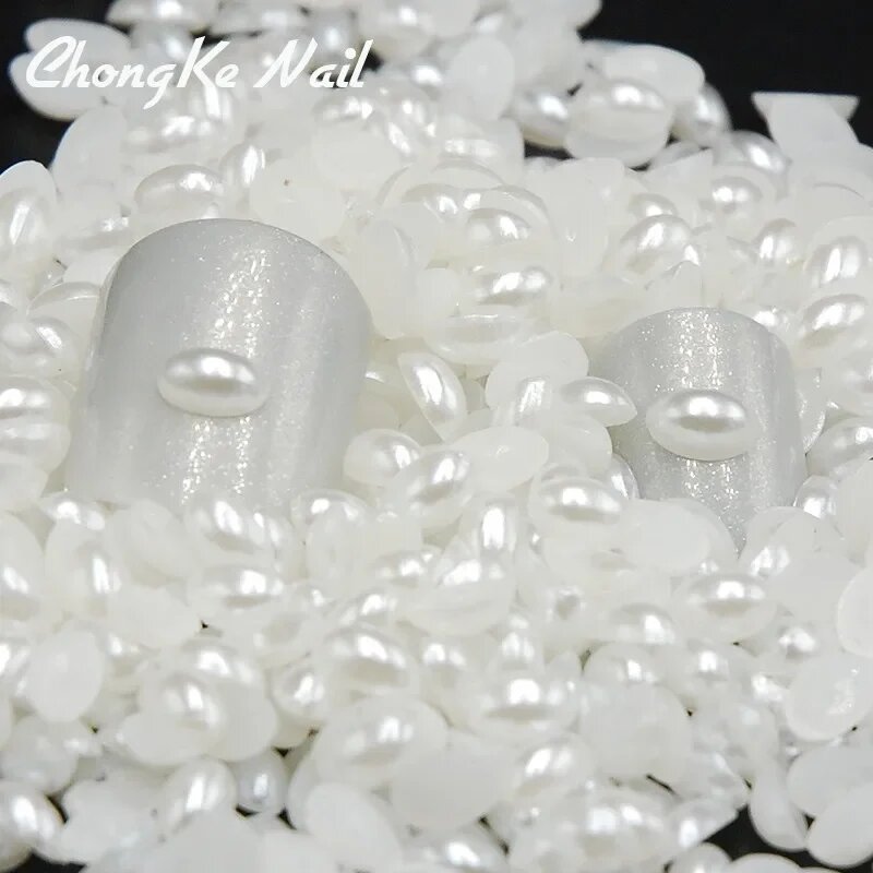 Hisenlee 3D акриловые жемчужины для дизайна ногтей 1000 шт. бежевые