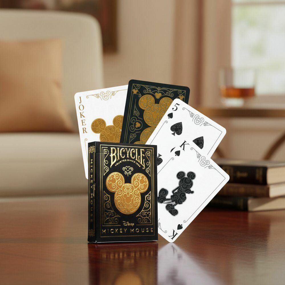 Карты "Bicycle Disney Mickey Standard Index black/gold" 63309