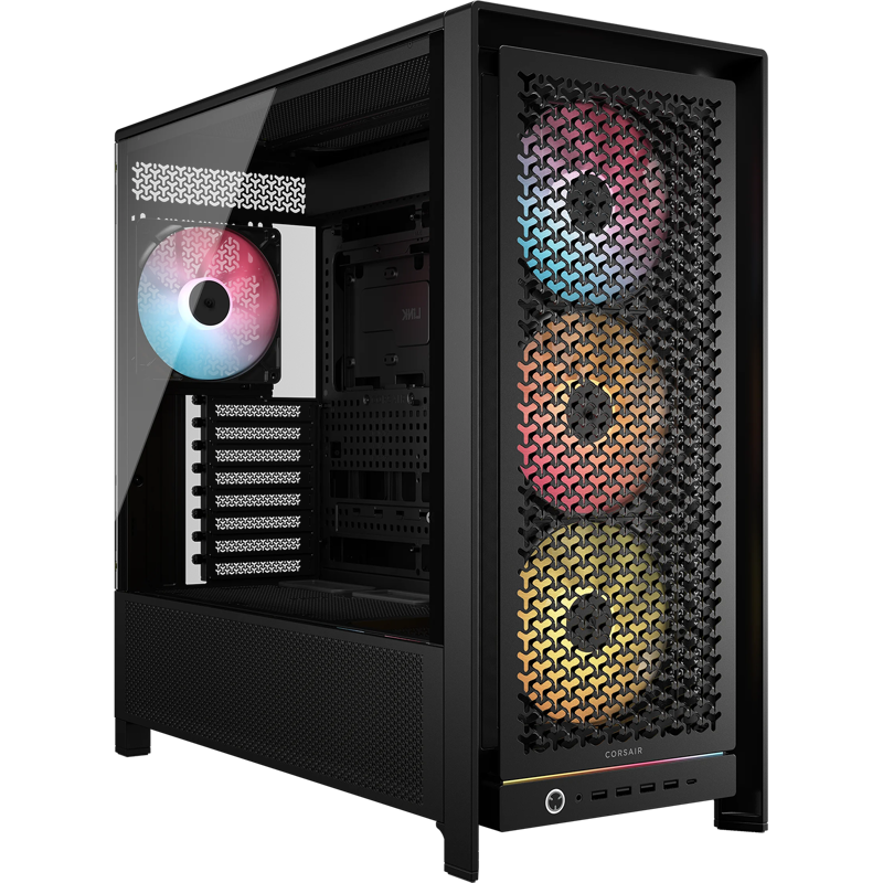 Корпус Corsair Frame 5000D RS ARGB High-Airflow, Midi-Tower, чёрный, 4×140 мм ARGB, 4×USB‑A 3.2, 1×USB 3.2 Type‑C, поддержка E‑ATX/ATX/mATX/mITX