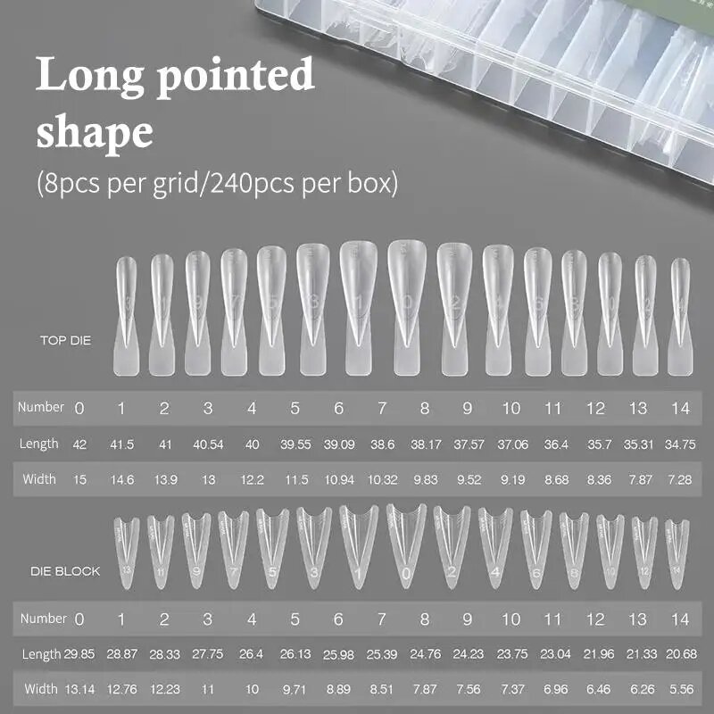 Формы для ногтей AQTOCNA Long pointed shape, 240 шт, Цвет w560