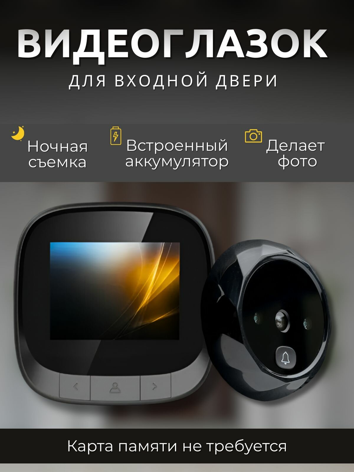 Видеоглазок для входной двери с фото записью и звонком