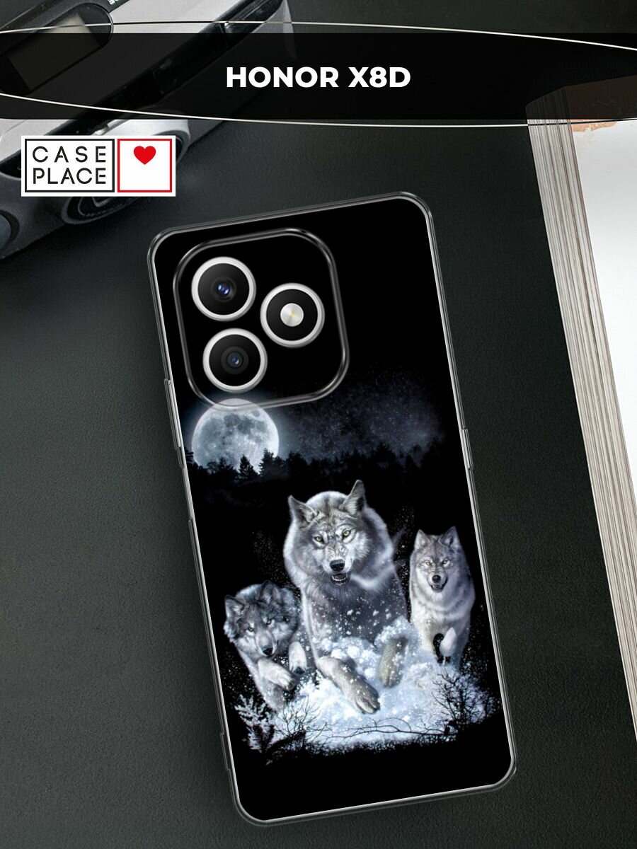 Чехол на Honor X8d / Хонор X8d с принтом Стая волков под луной
